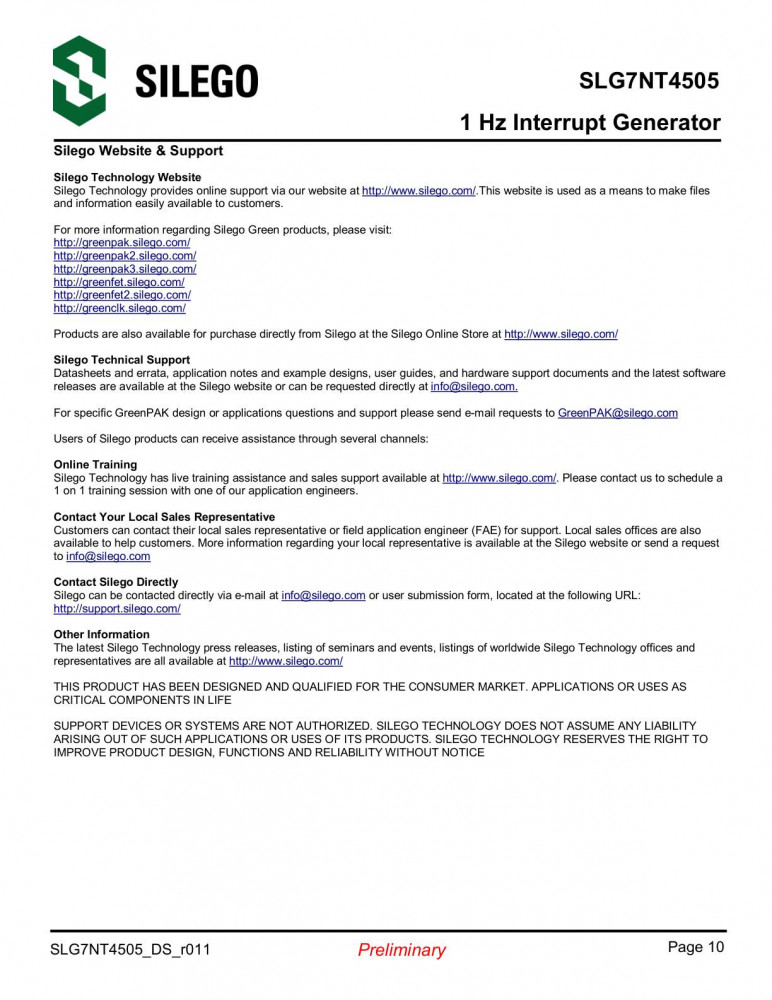 SLG7NT4505VTR datasheet page 10
