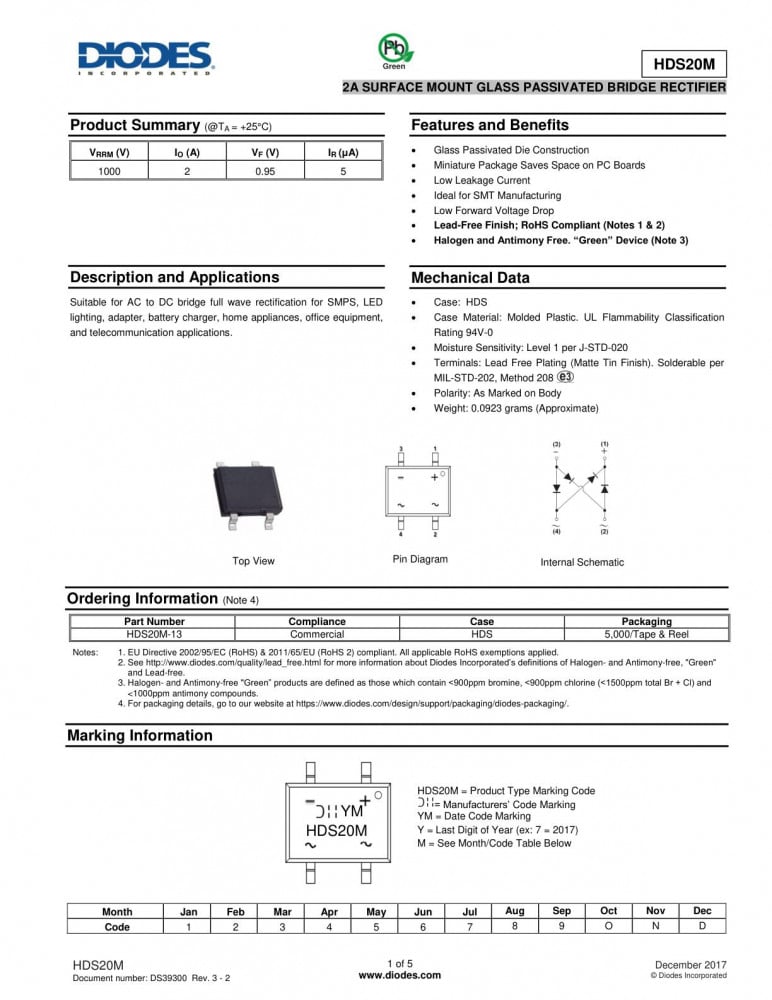 HDS20M-13 datasheet page 1