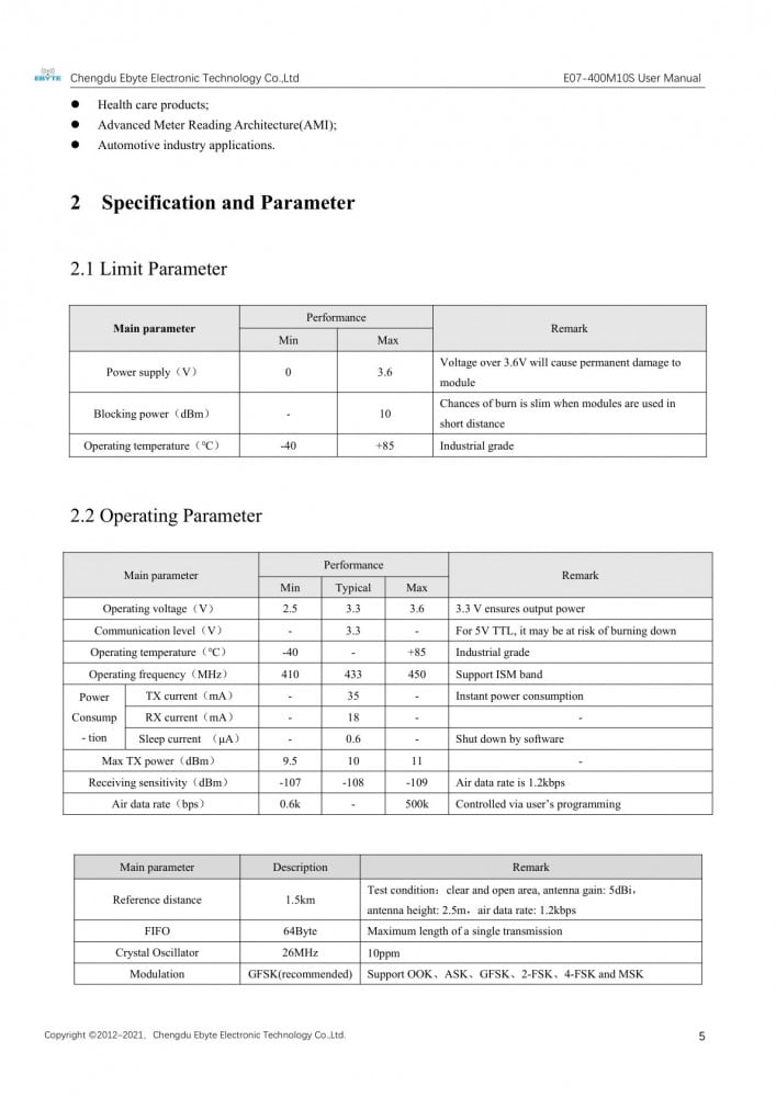 E07-400M10S datasheet page 5