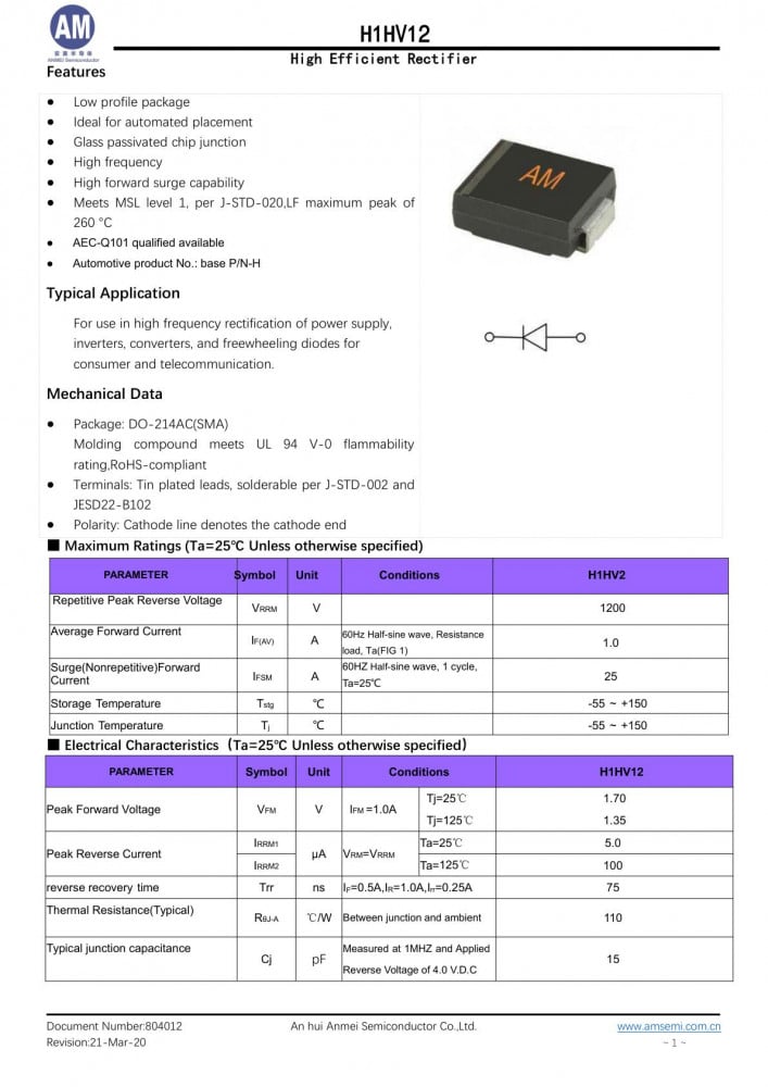 H1HV12 datasheet page 1