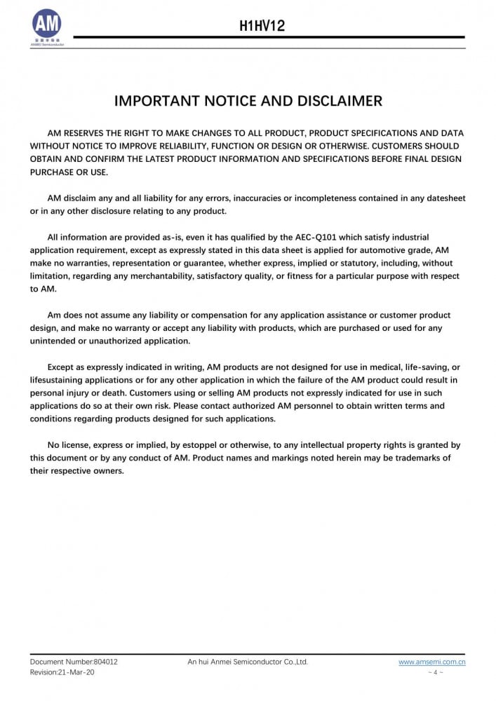 H1HV12 datasheet page 4