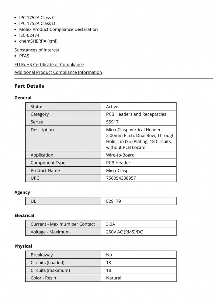MOLEX 559171830 technical document preview, page 2