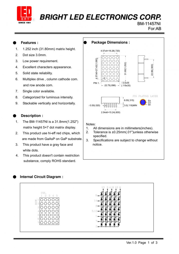 BM-11457NI datasheet page 1