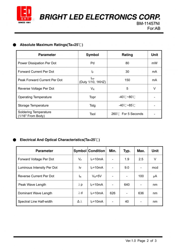 BM-11457NI datasheet page 2