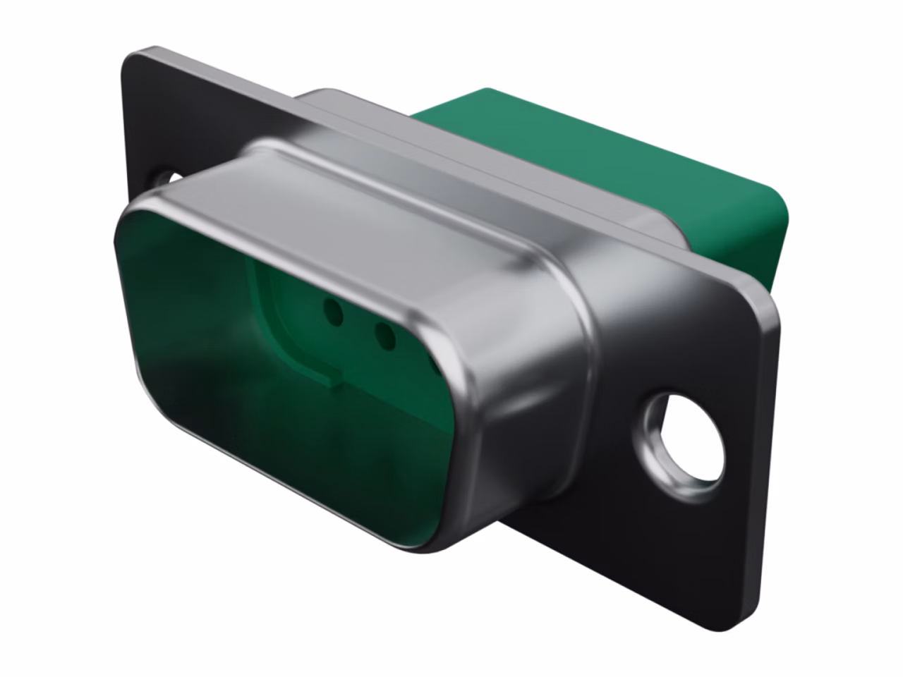 FCT Standard-Density D-Sub Crimp Housing, Male, Nickel Plated Shell without Dimples, 9 Circuits, Green Front and Rear Insulator, Crimp Contacts Not Included for sale