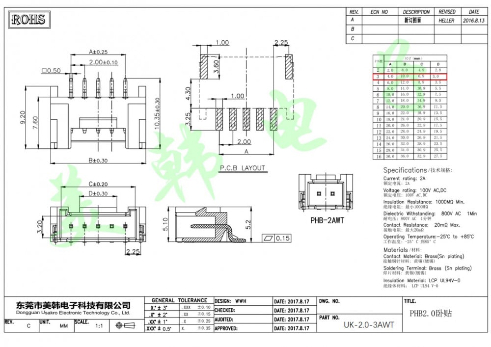 USAKRO UK-2.0-3AWT technical drawing