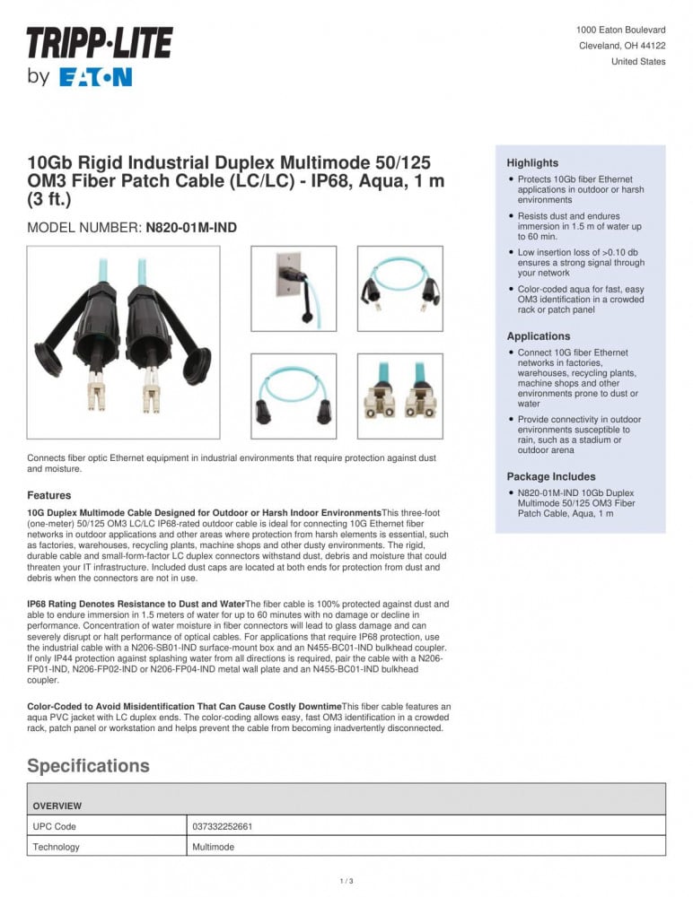 N820-01M-IND technical document page 1