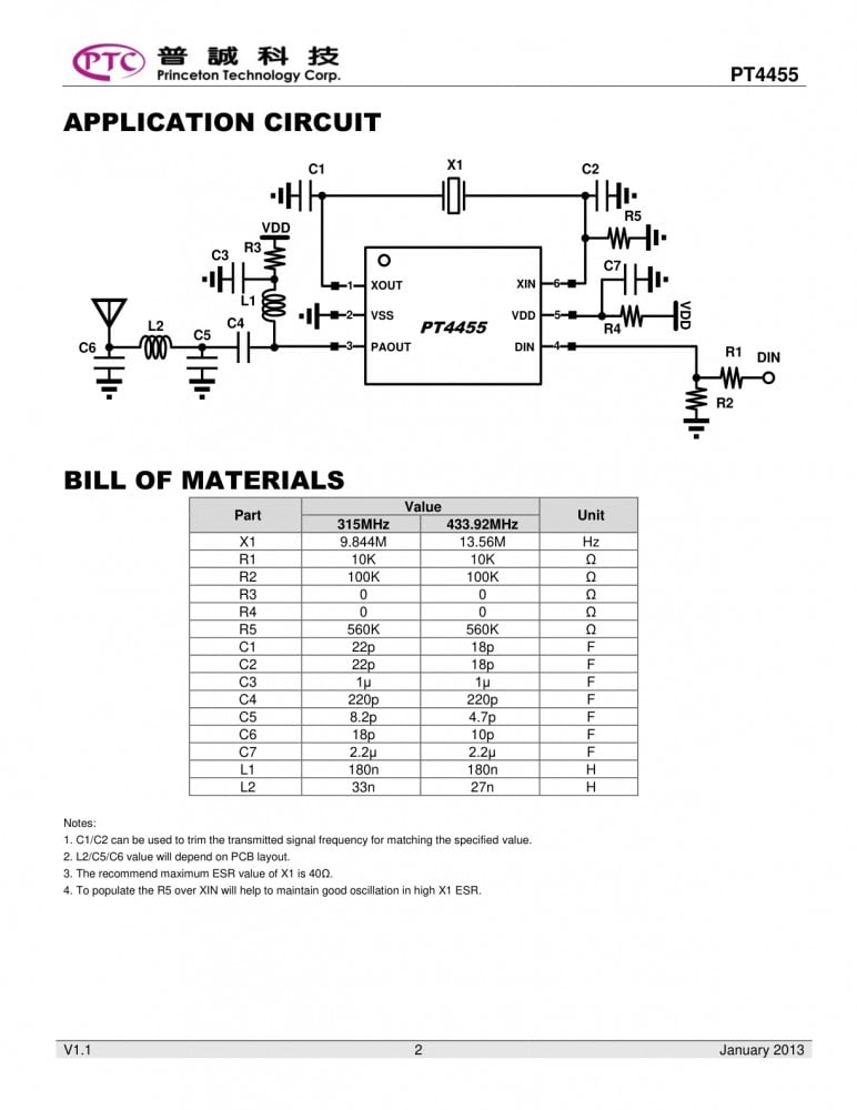 PT4455 datasheet page 2
