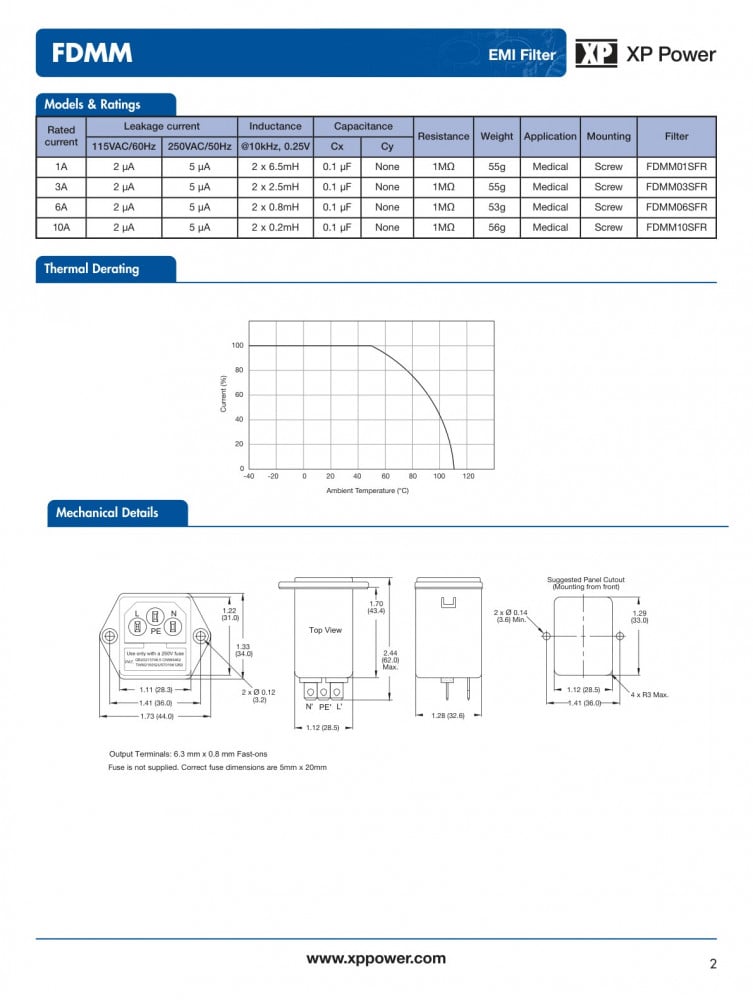 XP Power FDMM series datasheet page 2