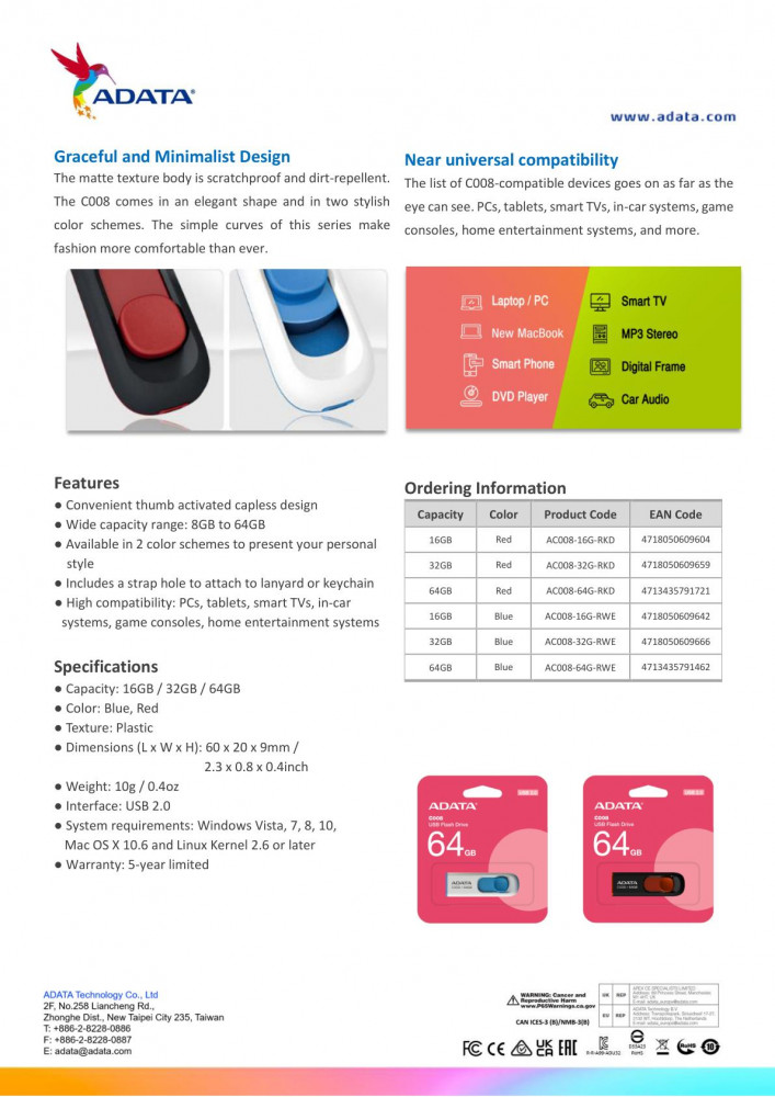 ADATA C008 product document, page 2
