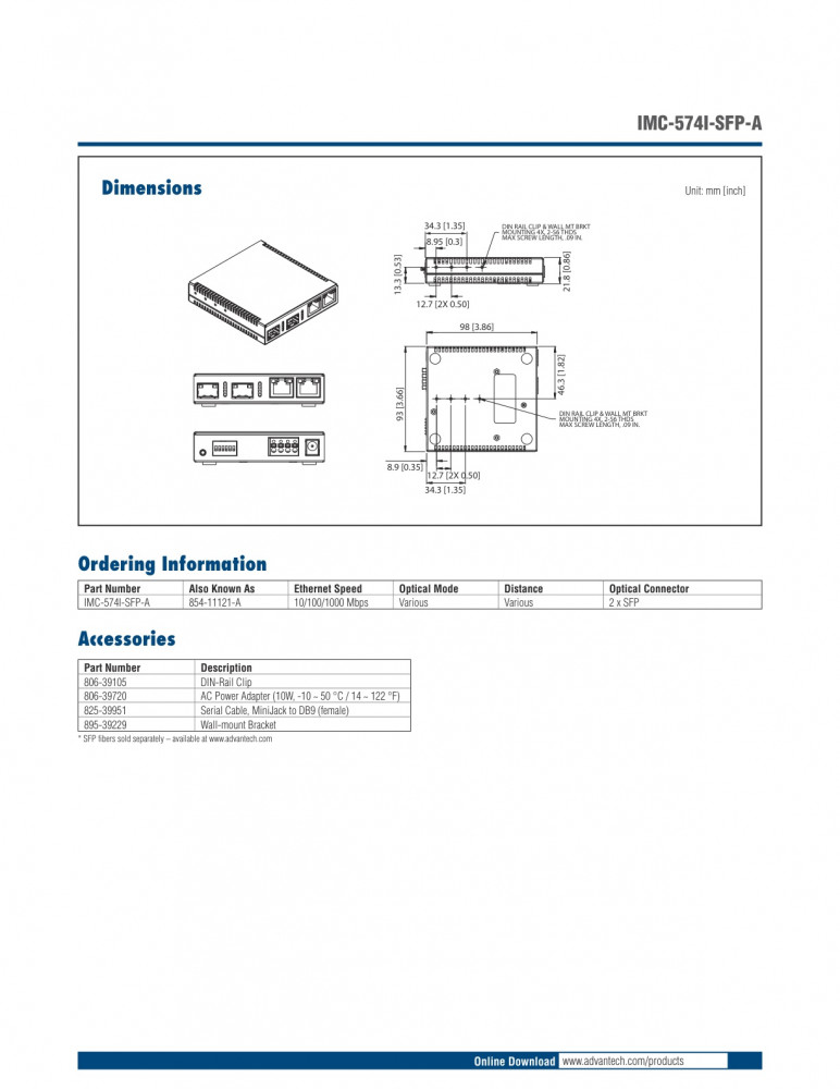 IMC-574I-SFP product documentation page 2