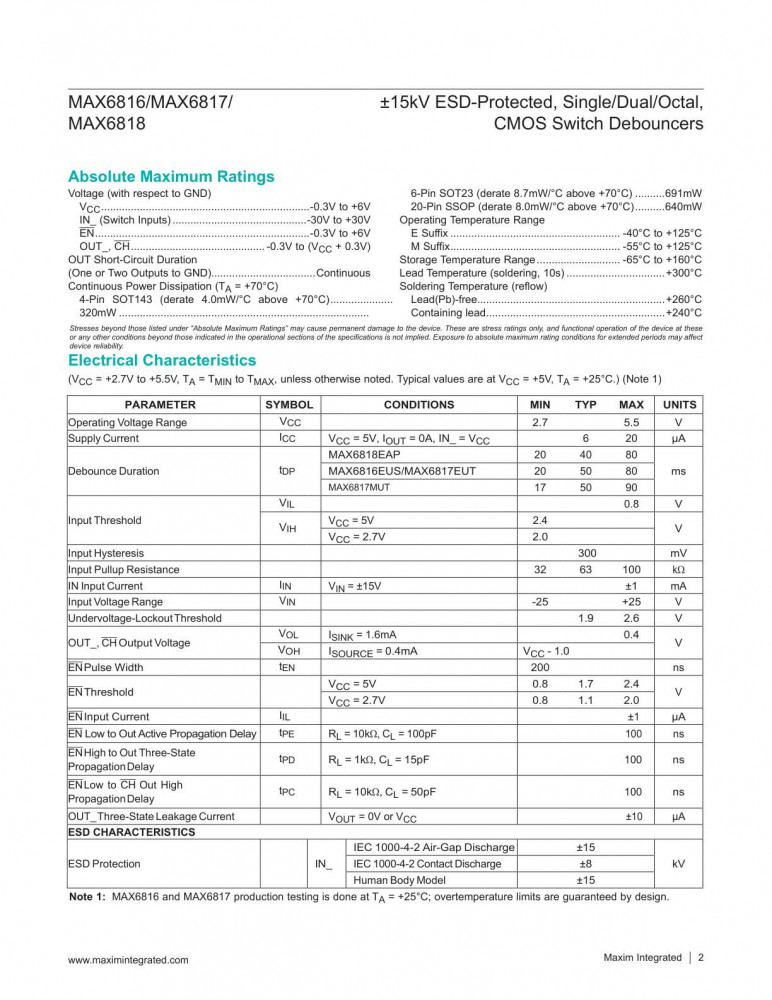 MAX6818 document page 2