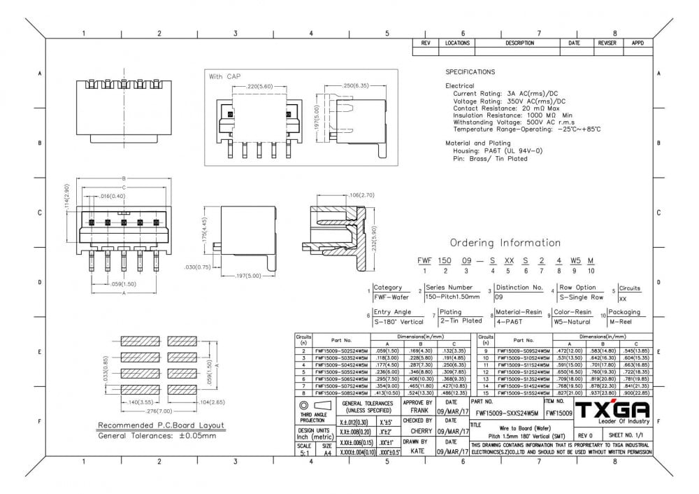 TXGA FWF15009-S06S24W5M datasheet preview