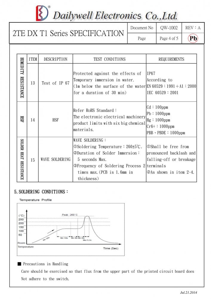 Dailywell 2TE DX T1 specification page 4
