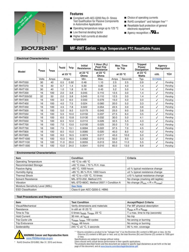 MF-RHT Series datasheet page 1