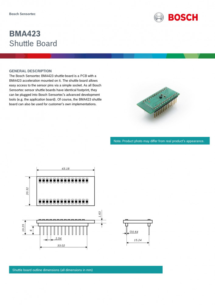 SHUTTLE BOARD BMA423 technical document page 1