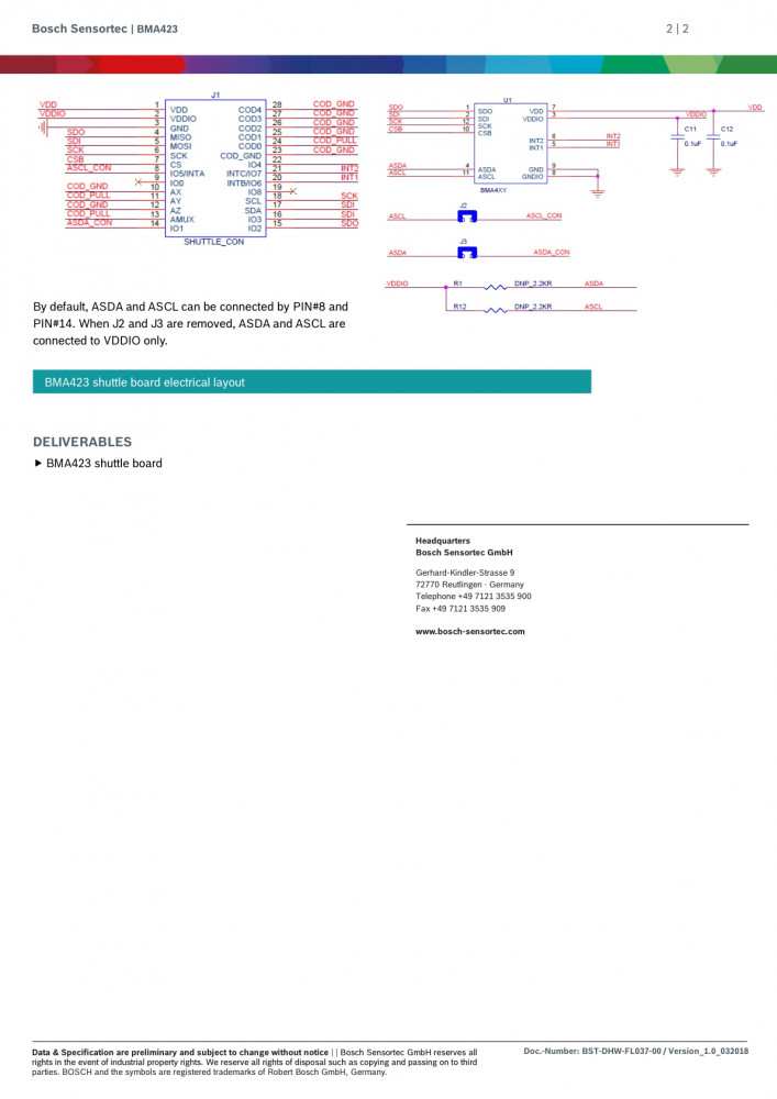 SHUTTLE BOARD BMA423 technical document page 2