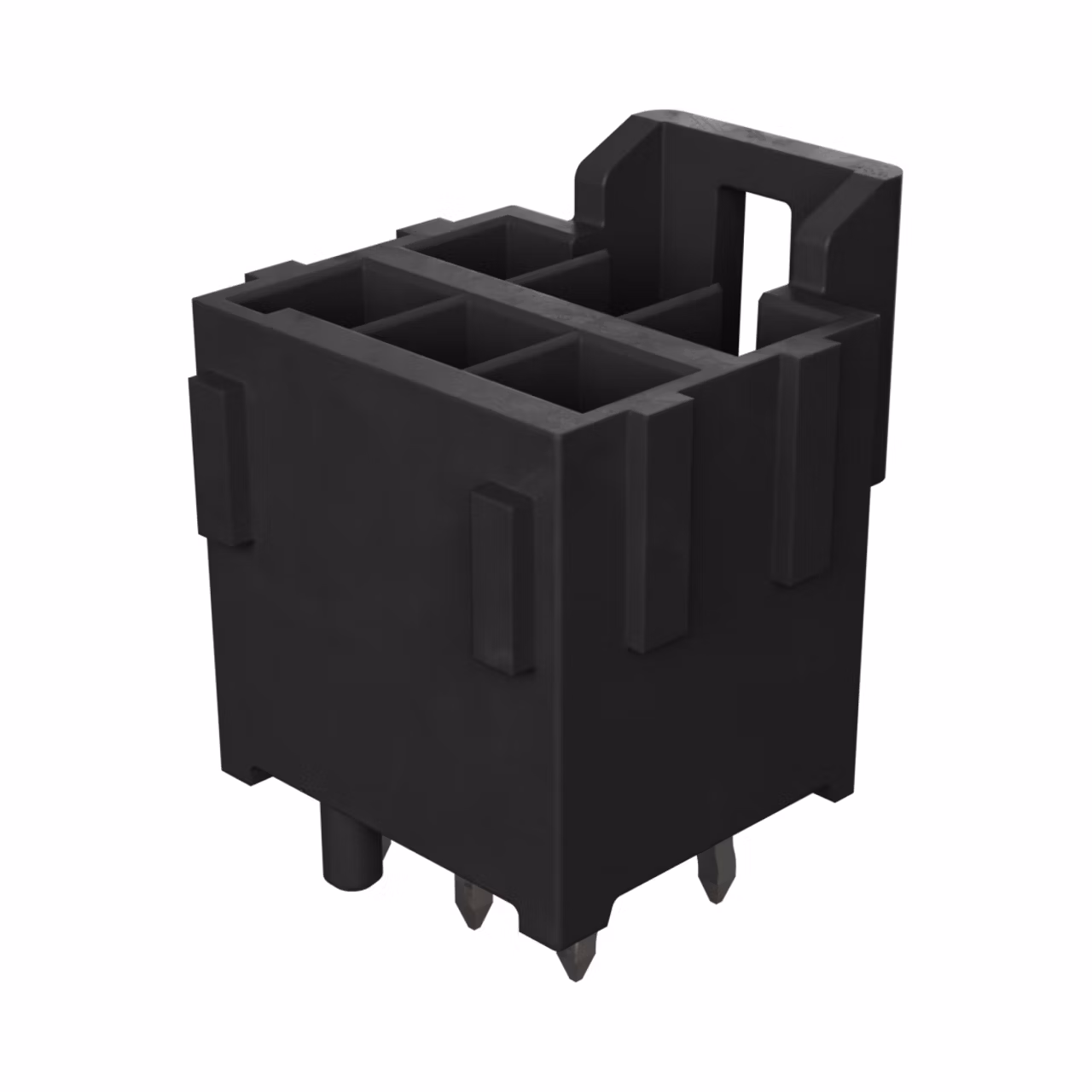 Ultra-Fit Vertical Header, 3.50mm Pitch, Dual Row, 6 Circuits, with Kinked Pins, 0.76µm Gold (Au) Plating, Black, Glow-Wire Capable, Tray for sale
