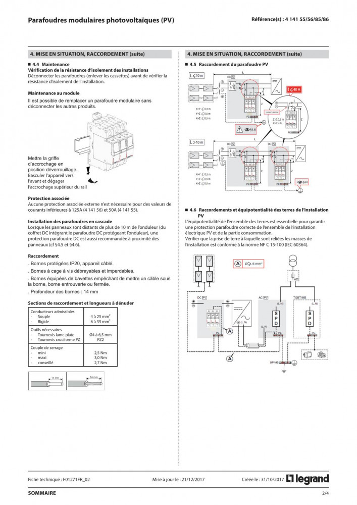 Legrand PV DC surge protection technical document, page 2