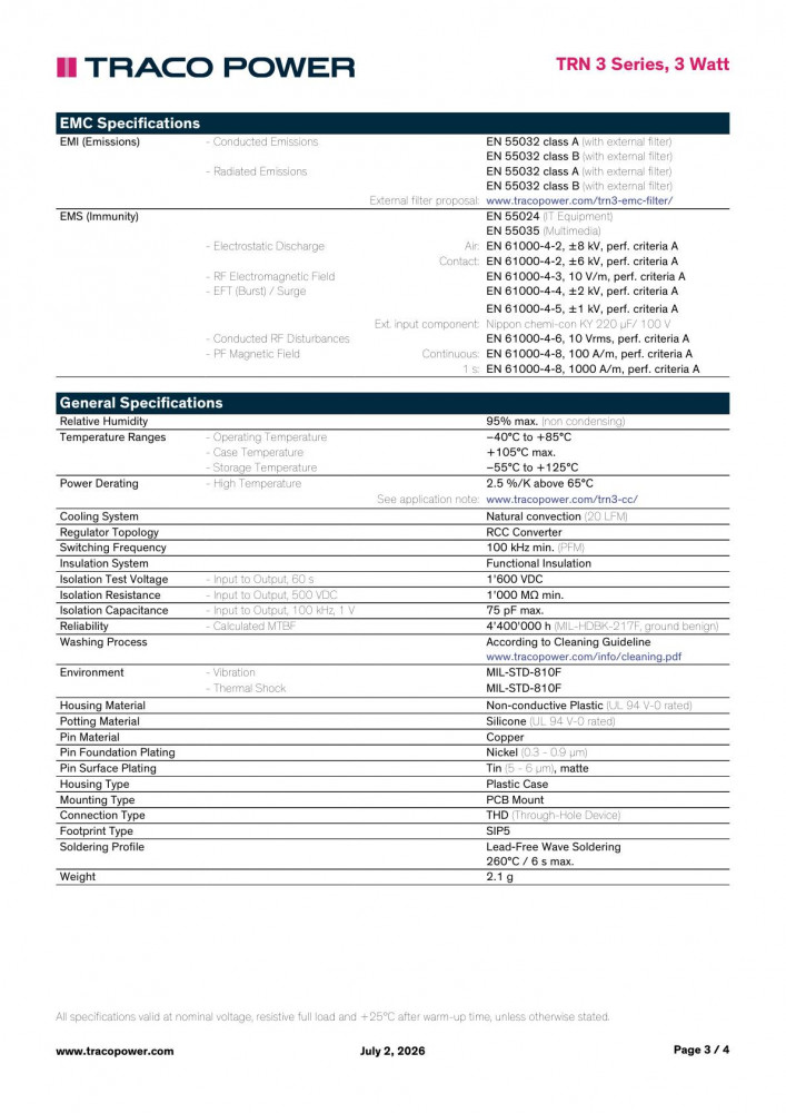 TRN 3 Series technical document, page 3