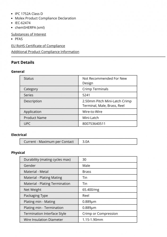 Connector specification document, page 2