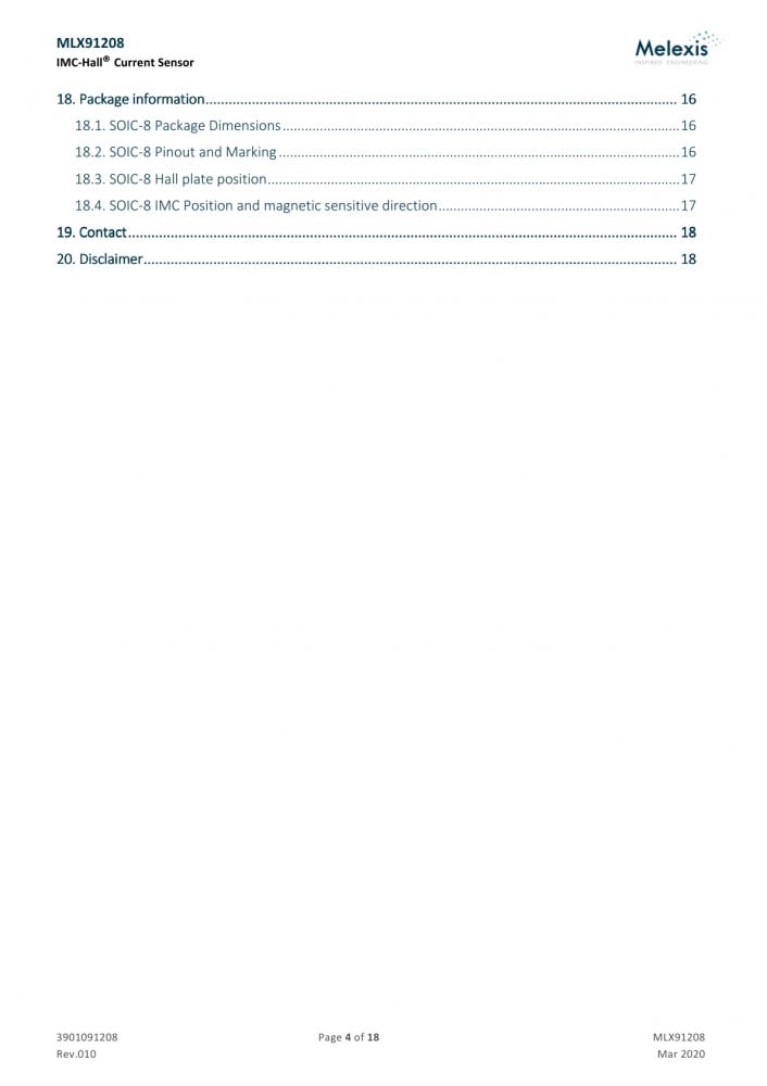 MLX91208 technical document page 4