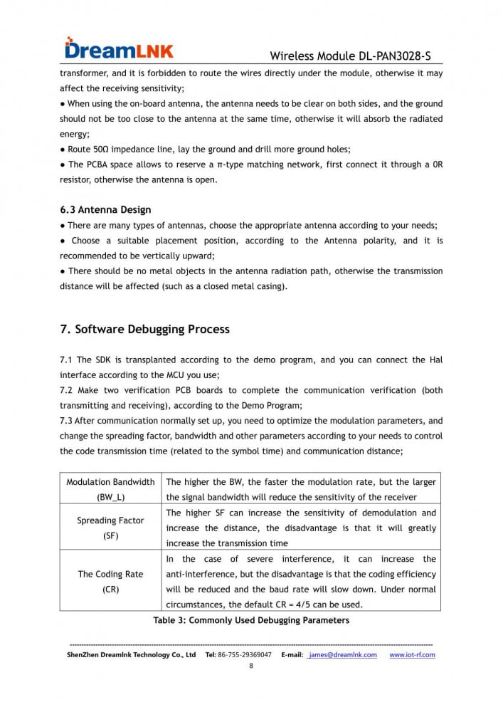 DL-PAN3028-S datasheet page 8