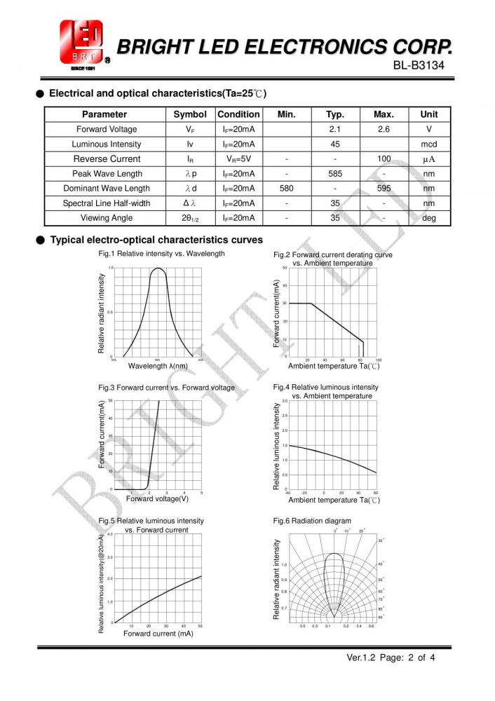 BL-B3134 technical document page 2