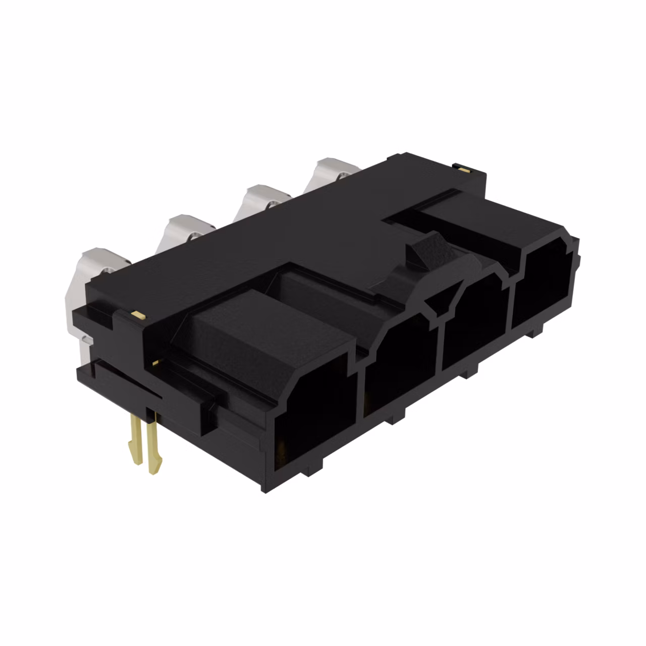 Mini-Fit Sr. Right-Angle Header, 10.00mm Pitch, Single Row, 4 Circuits, 3.50mm Tail Length, for 1.57mm PCB, 0.76µm Gold (Au) Plating, with Clip for sale