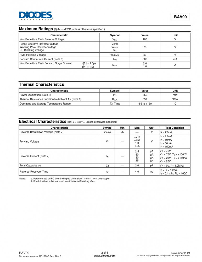 BAV99-7-F datasheet page 2