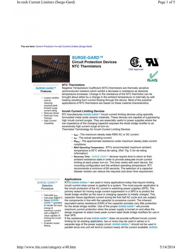 Ametherm SG42 document page 1