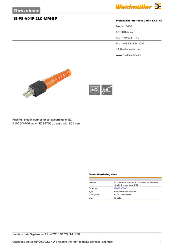 WEIDMULLER 1963330000 technical document page 1