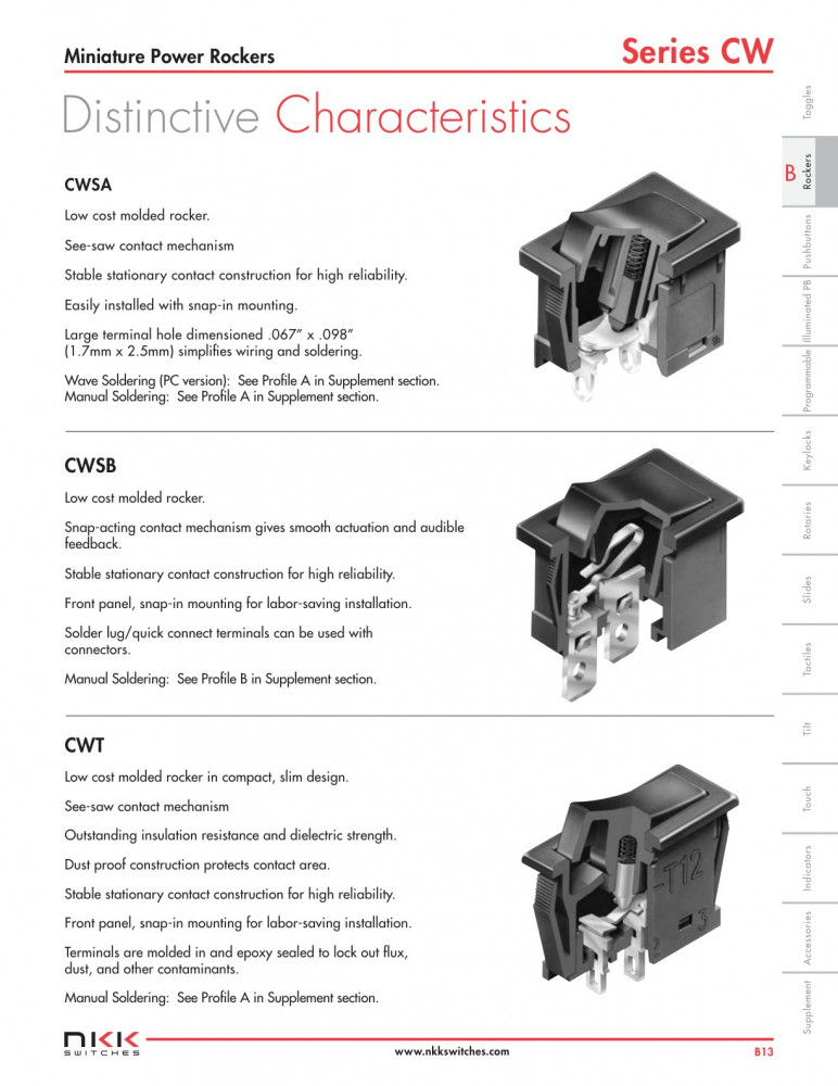NKK Switches CWS series technical document, page 2