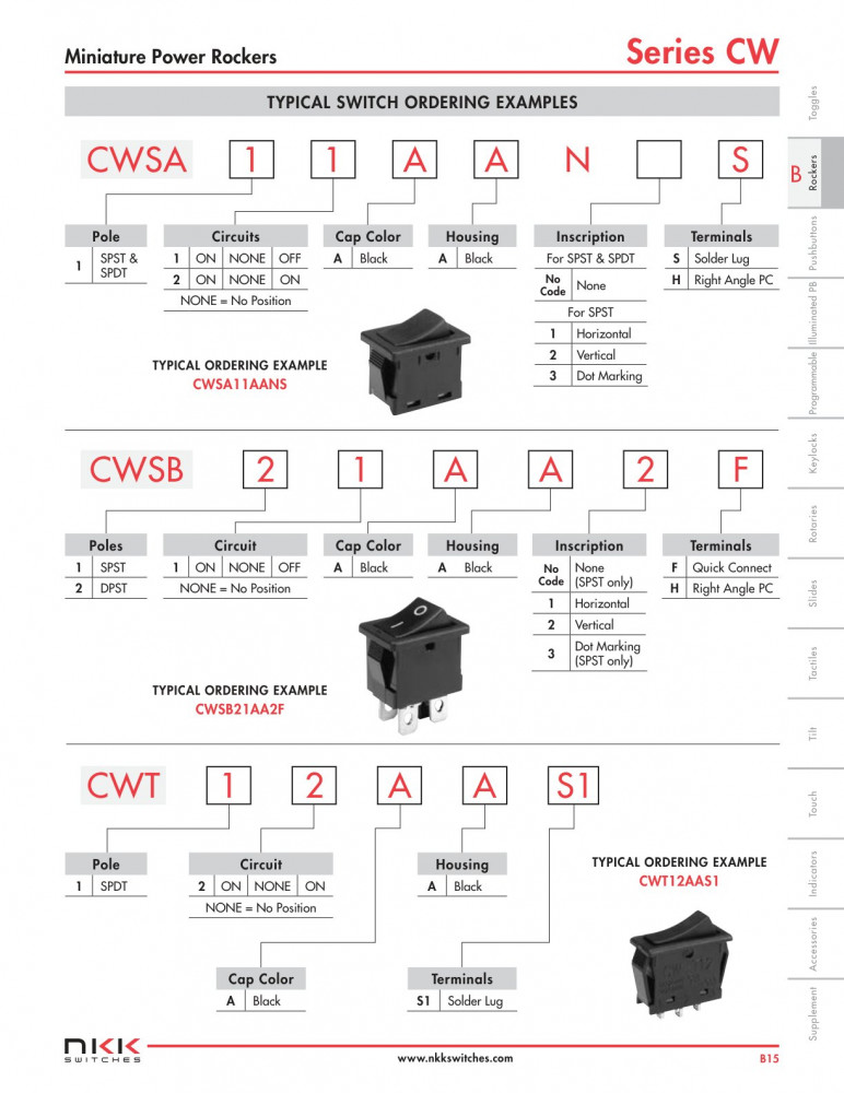 NKK Switches CWS series technical document, page 4