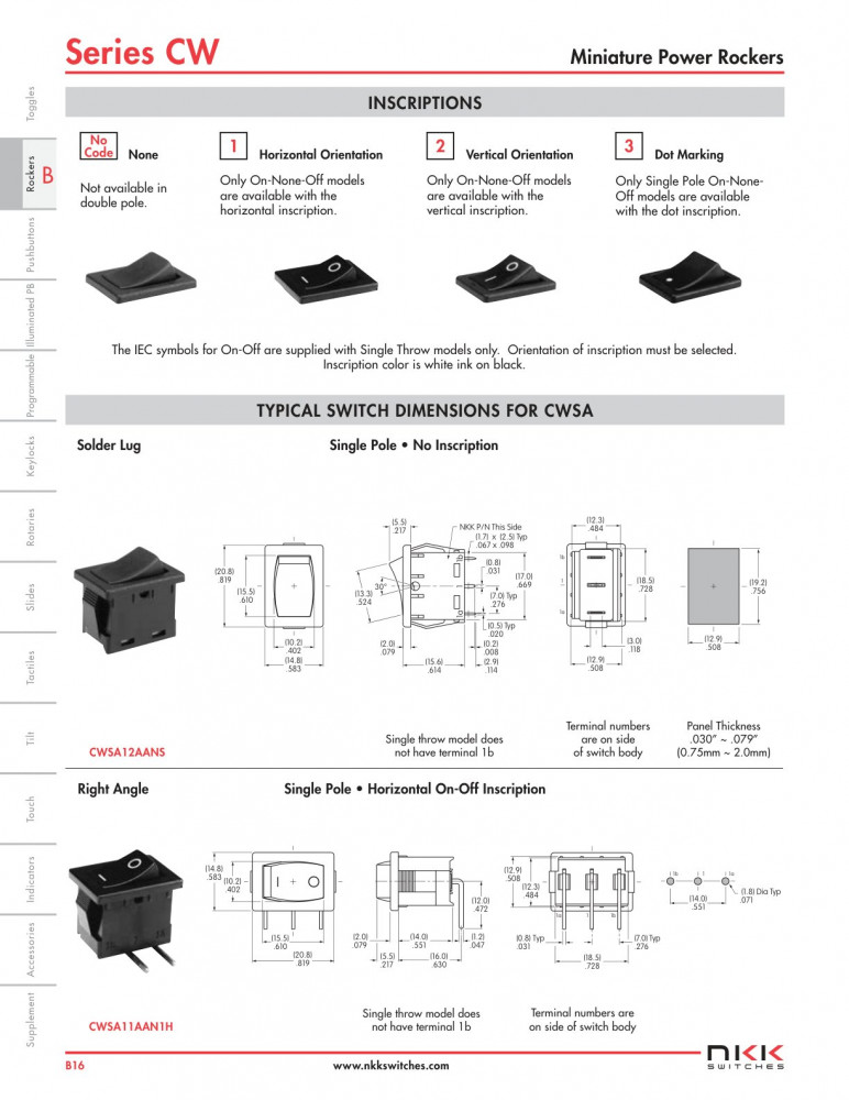 NKK Switches CWS series technical document, page 5