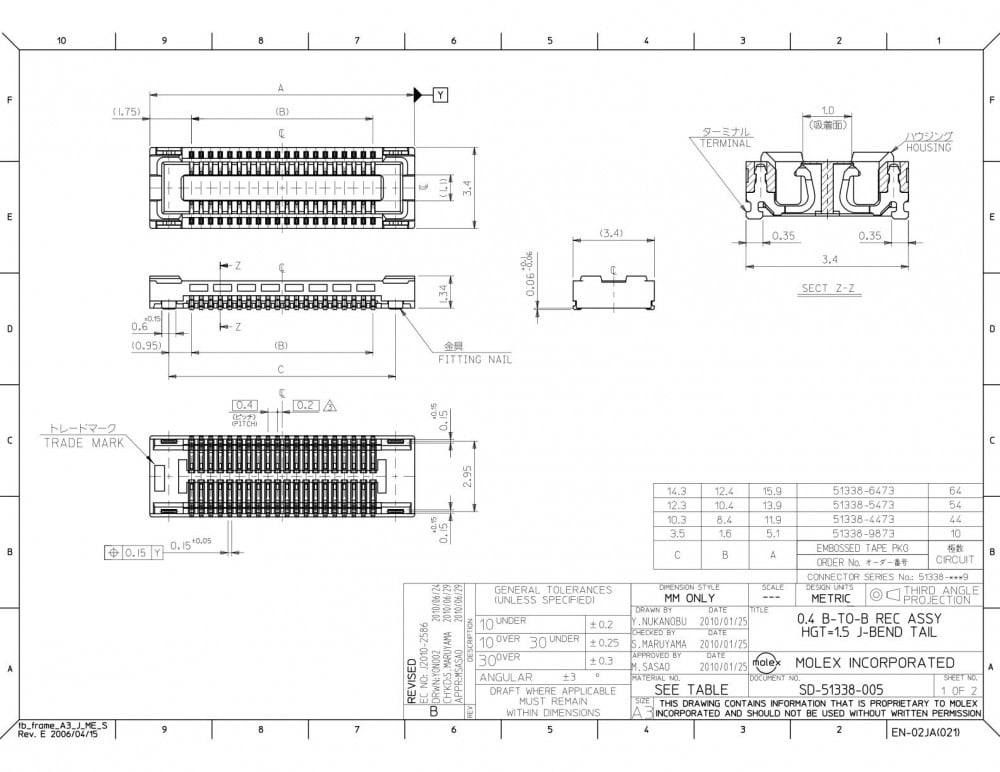 MOLEX 513389873 technical drawing page 1