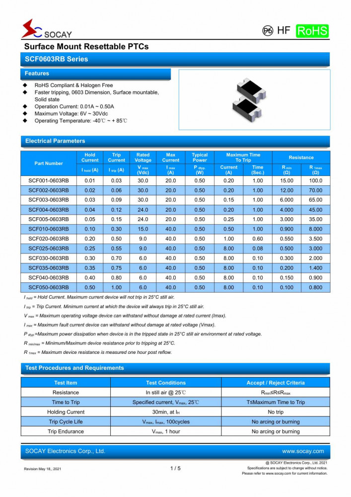 SCF0603RB datasheet page 1