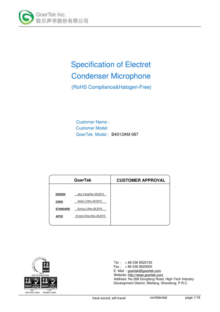 B4013AM-087 specification page 1