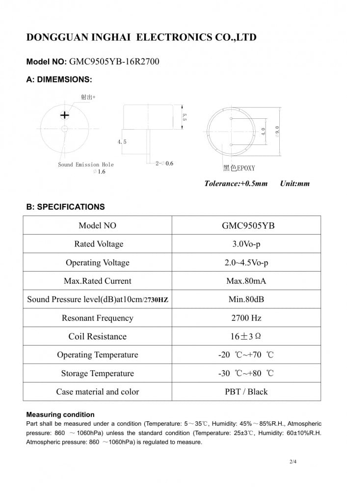 GMC9505YB-16R2700 specification page 2