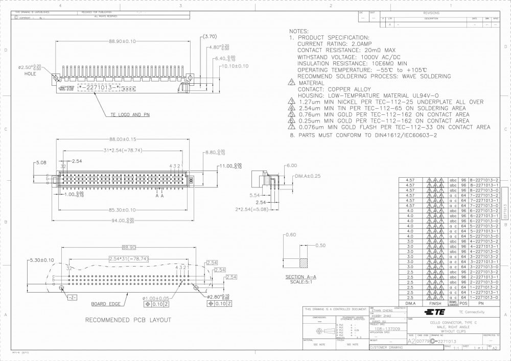 TE Connectivity 4-2271013-0 technical document preview