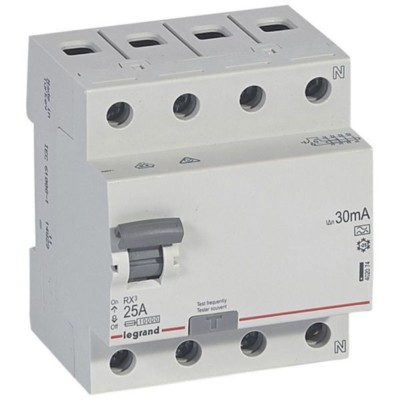 RCD LR 4P 400V~ 25A 30mA Type A - 4-pole 400V AC protection - 30mA A-type residual current detection - DIN rail IP20 RCCB for sale