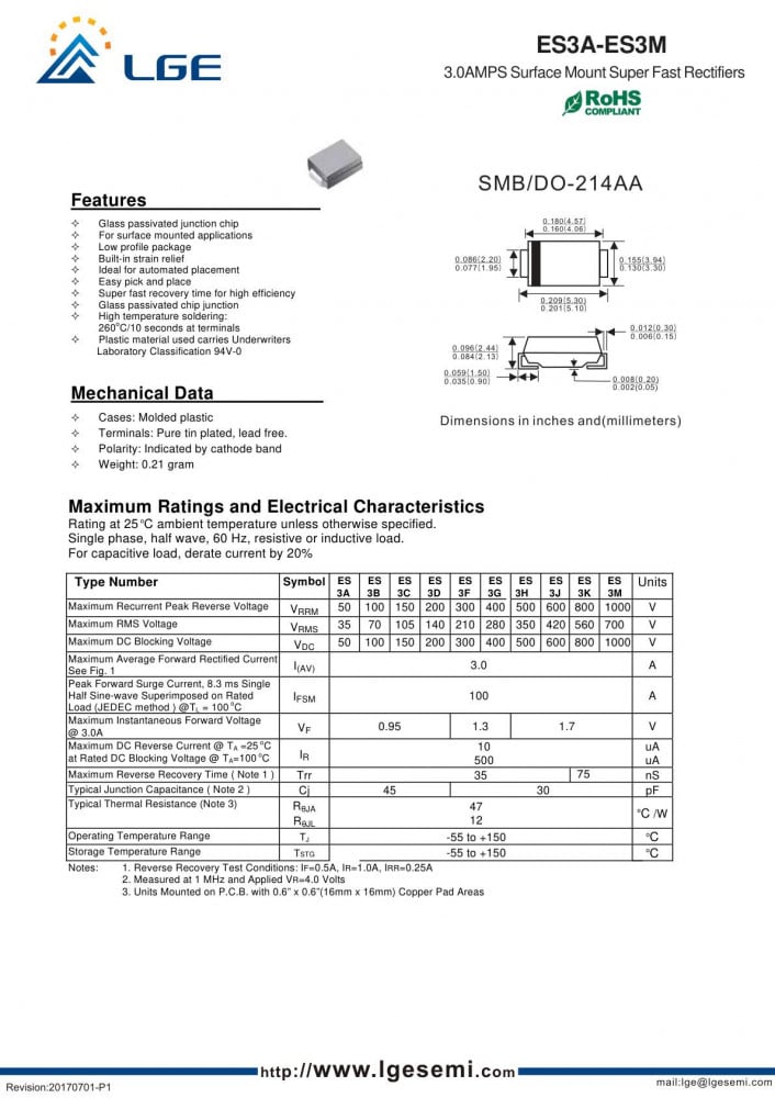 LGE ES3M datasheet page 1