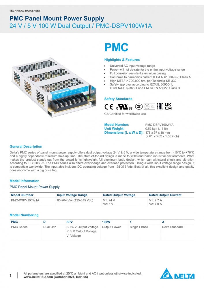 PMC-DSPV100W1A datasheet page 1