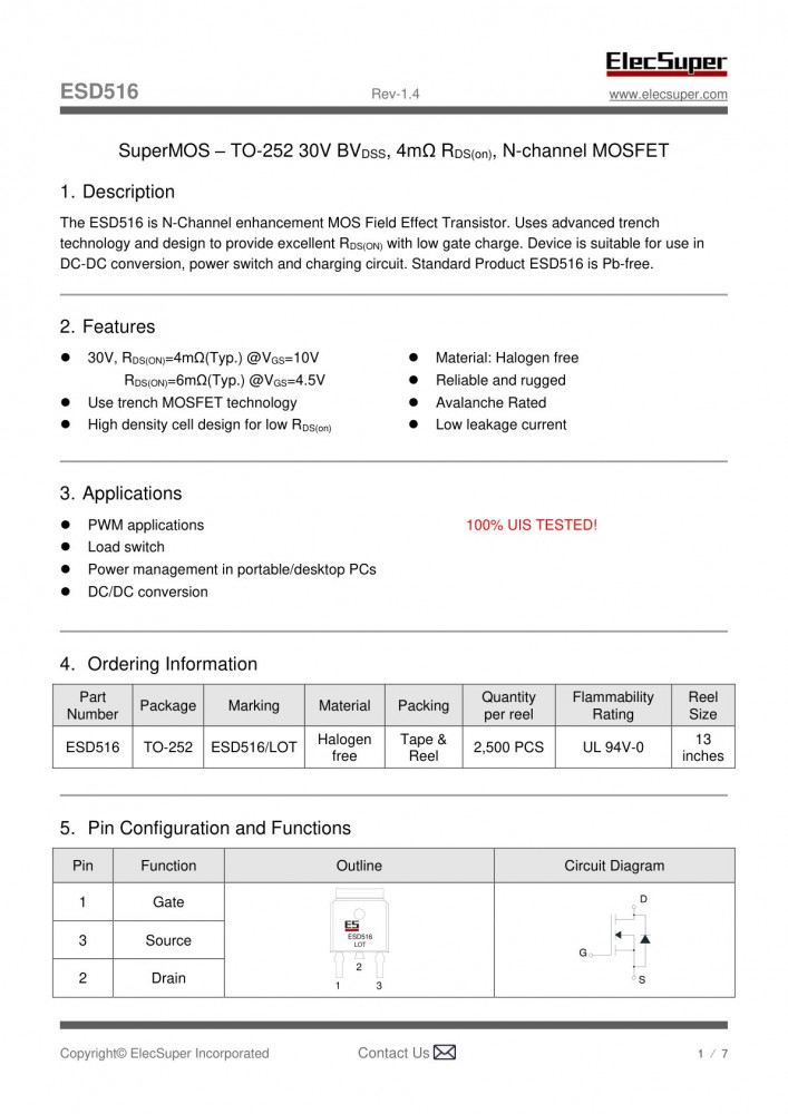 ESD516 datasheet page 1