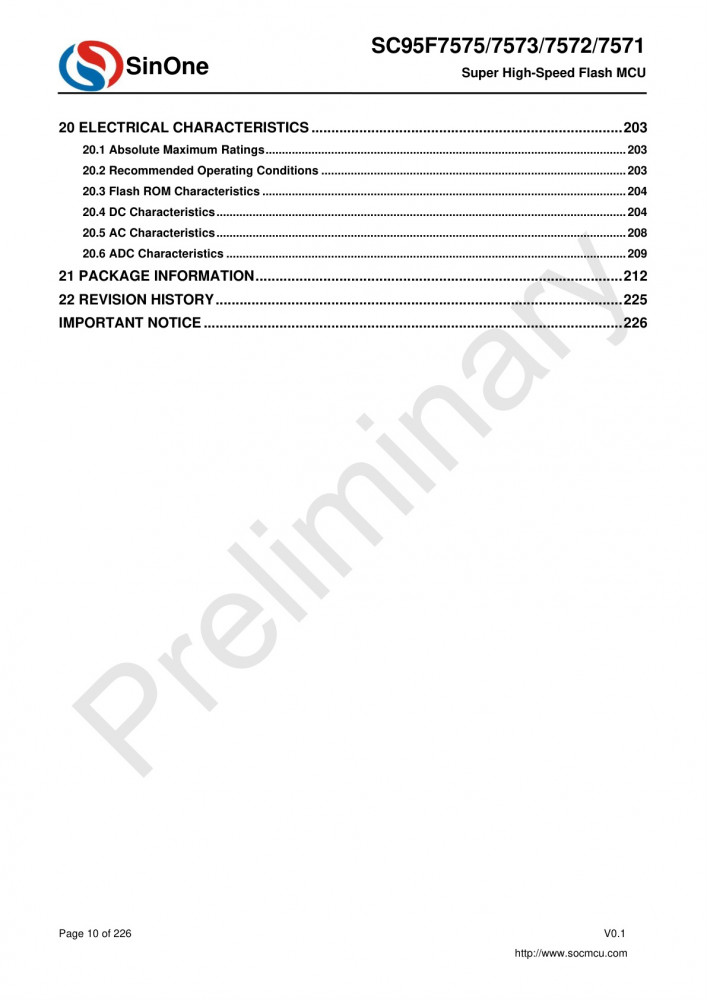 SC95F7572 technical document page 10