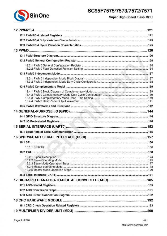 SC95F7572 technical document page 9