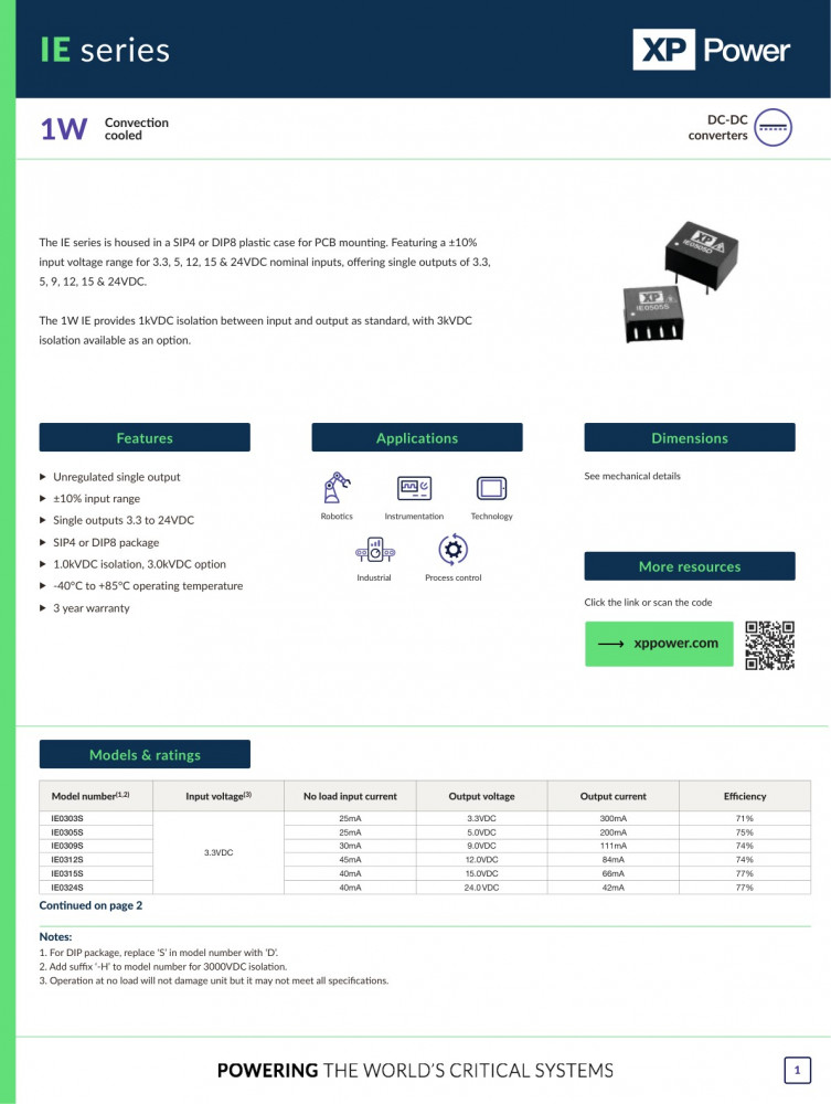 IE2405S series datasheet page 1