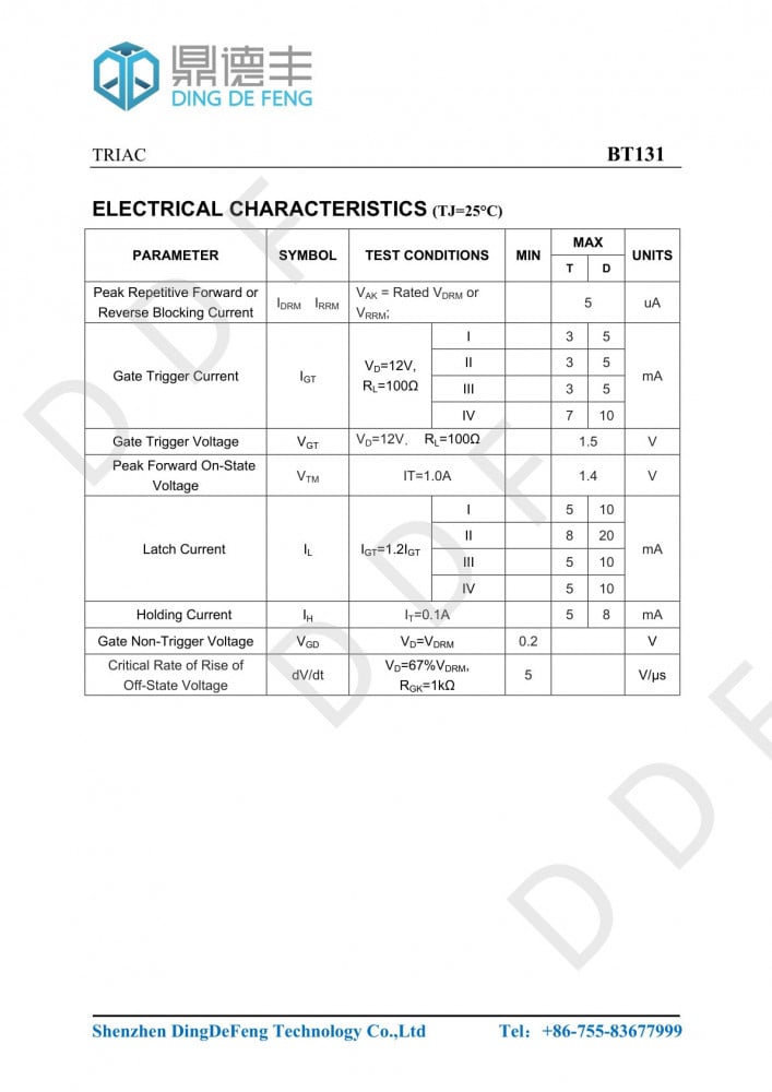 BT131-600E datasheet page 2