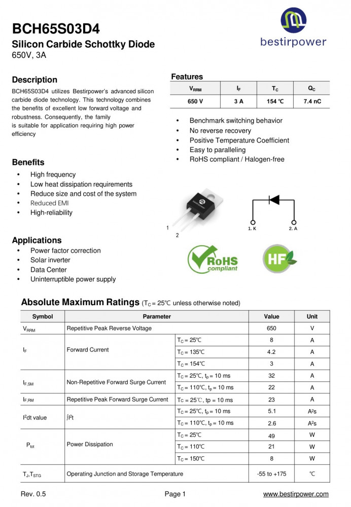 BCH65S03D4 datasheet page 1