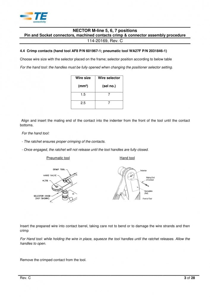 NECTOR M-line technical document page 3